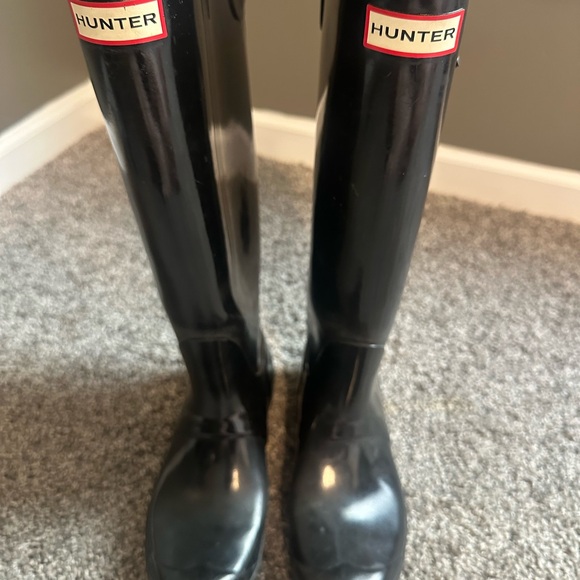 Hunter | Shoes | Hunter Glossy Black Tall Boots | Poshmark